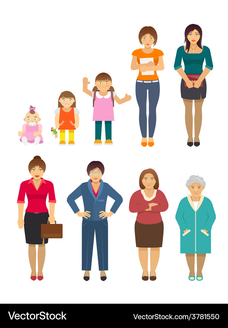 Generation women flat Royalty Free Vector Image