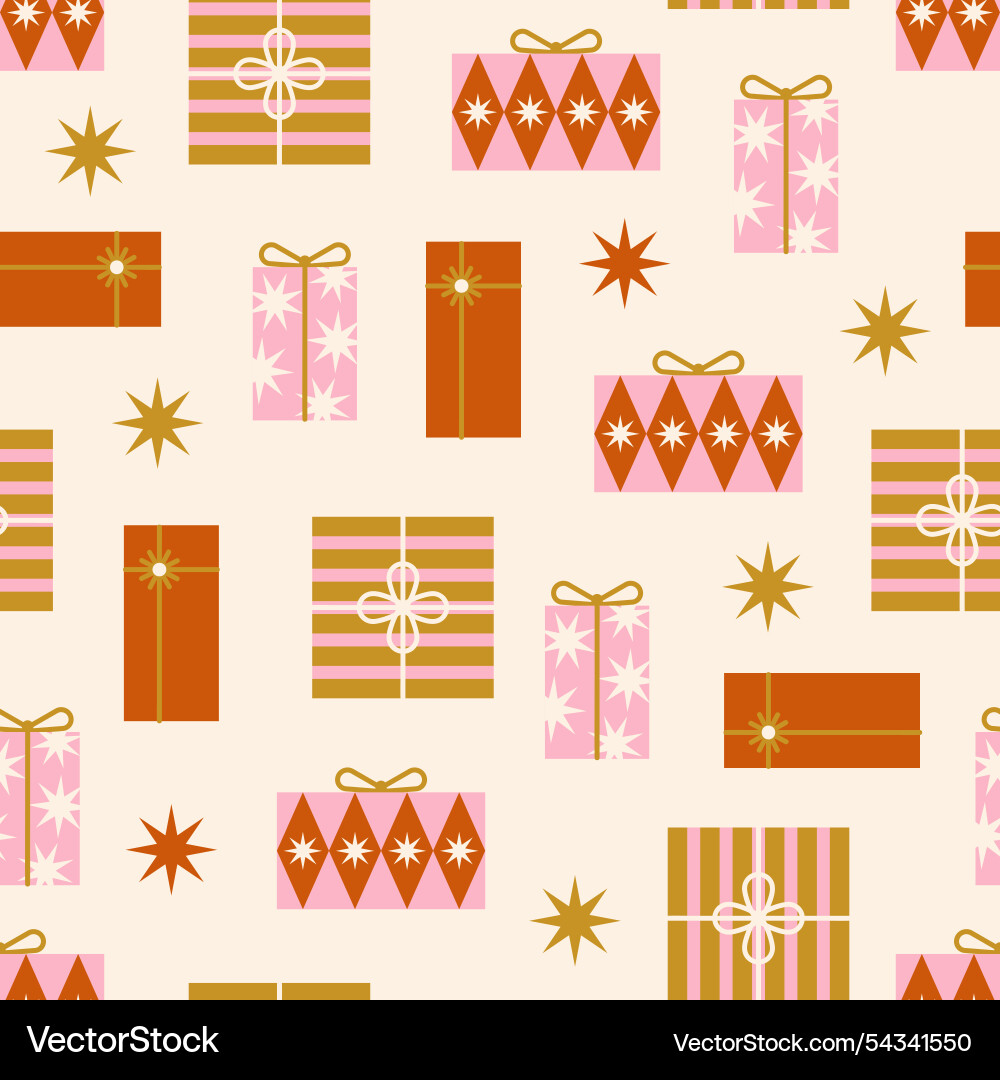 Gift boxes seamless pattern Royalty Free Vector Image