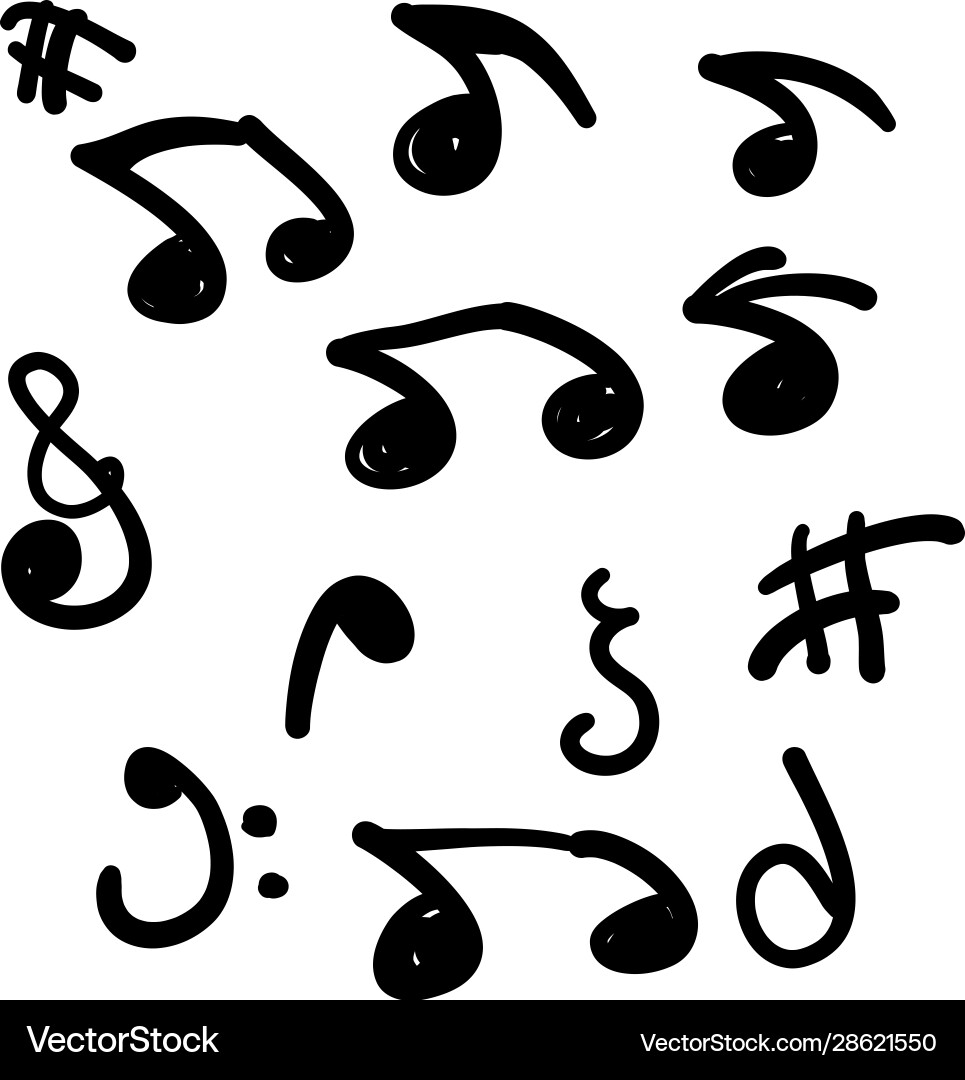 Hand drawn music note element doodle Royalty Free Vector