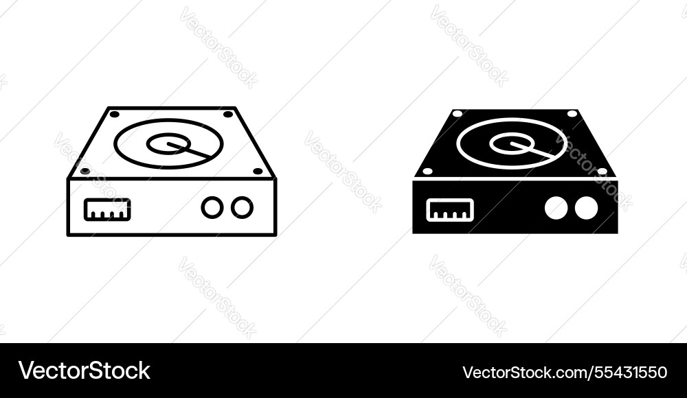 Hard disk icons set in filled and strokes Vector Image