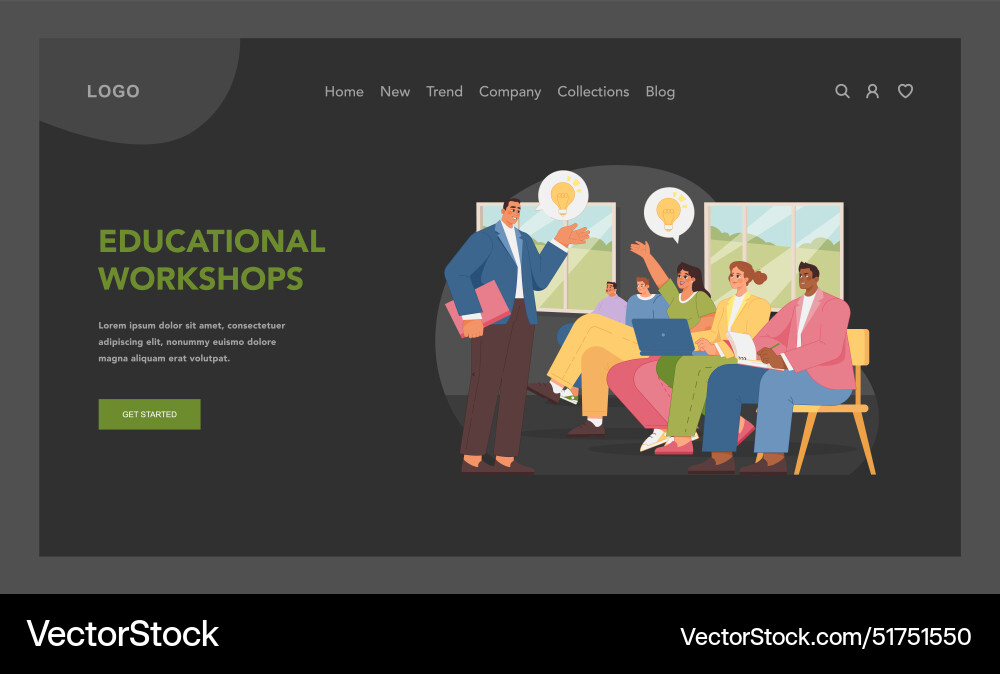 Interactive learning workshop flat Royalty Free Vector Image