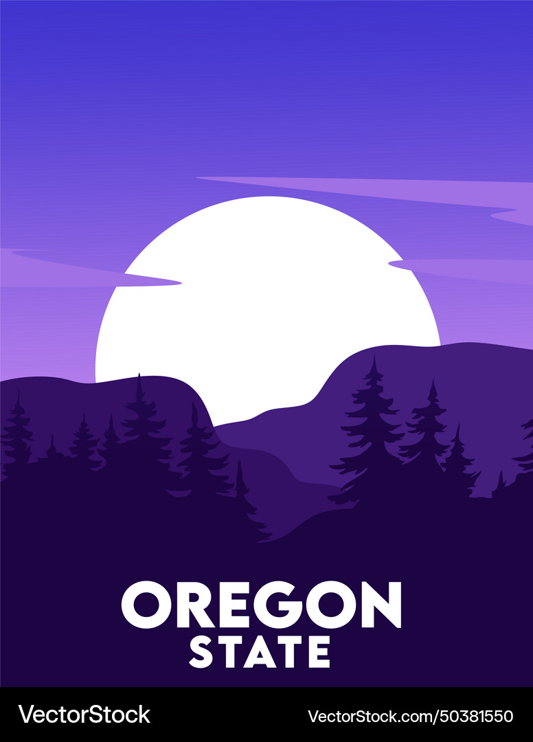 Oregon state with beautiful view Royalty Free Vector Image