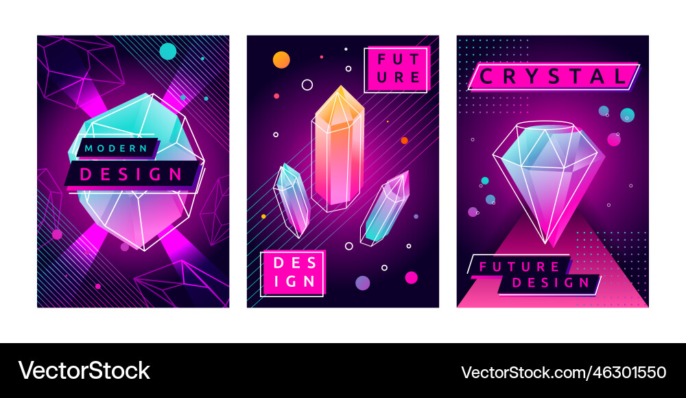 Polygon galaxy crystals modern pyramid shapes Vector Image