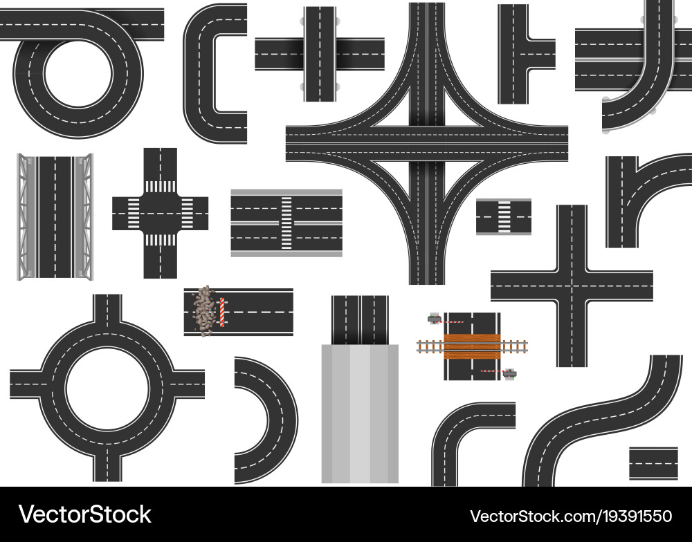 Urban Road Elements Royalty Free Vector Image - VectorStock