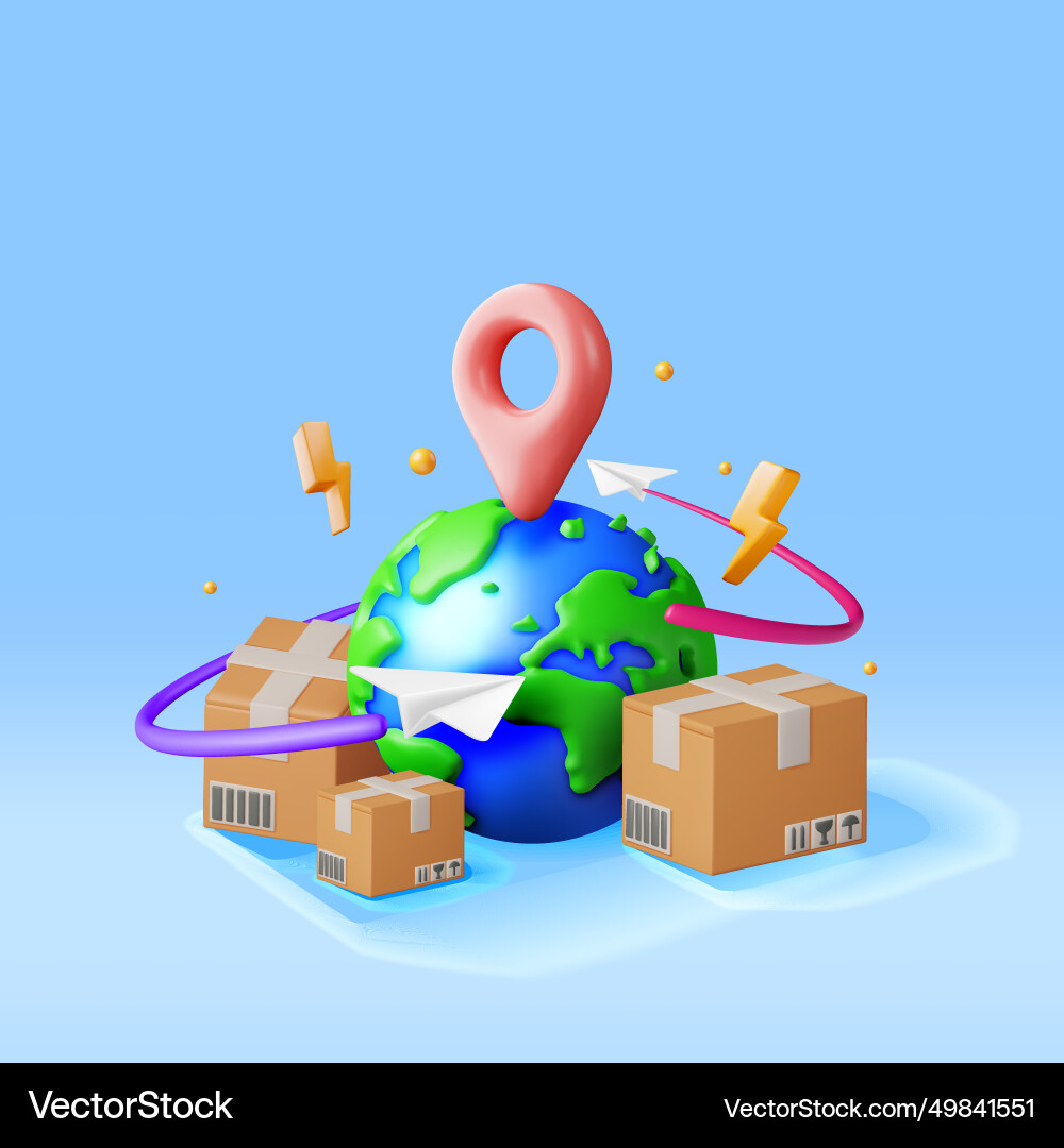 3d planet earth and cardboard box Royalty Free Vector Image
