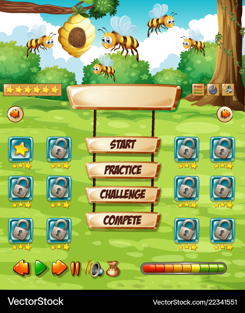 A bee game template Royalty Free Vector Image - VectorStock