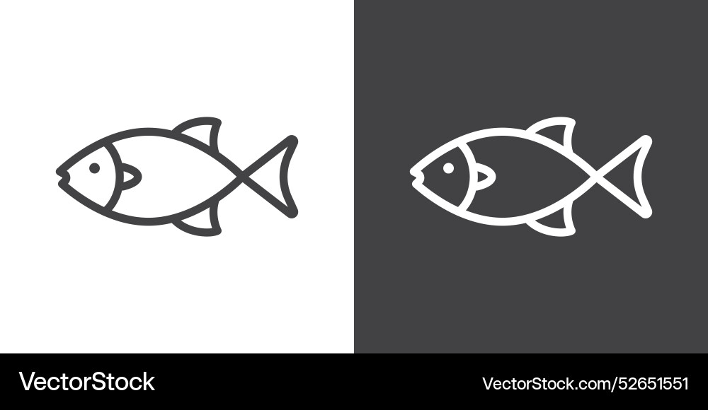 Fish icon 2 flat set outline Royalty Free Vector Image