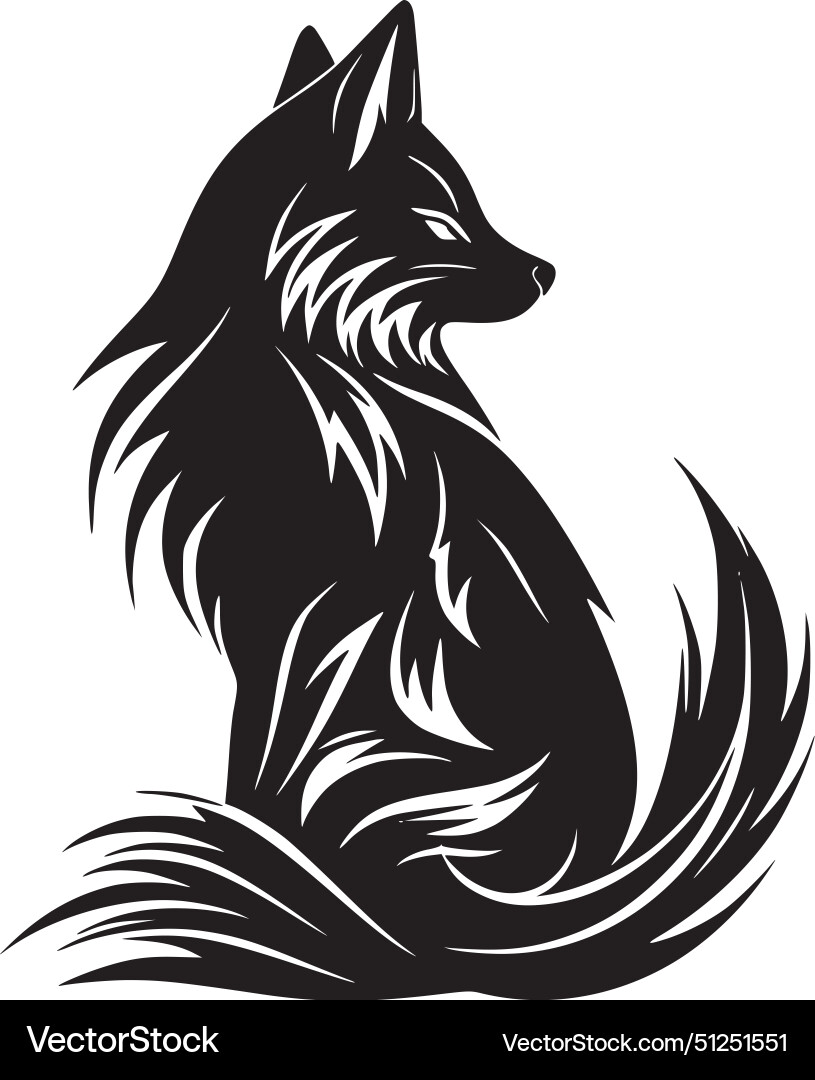 Fox - black and white Royalty Free Vector Image
