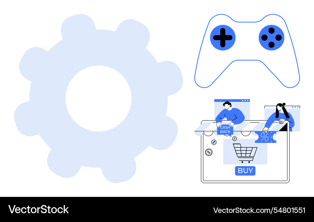 Gear game controller and online shopping Vector Image