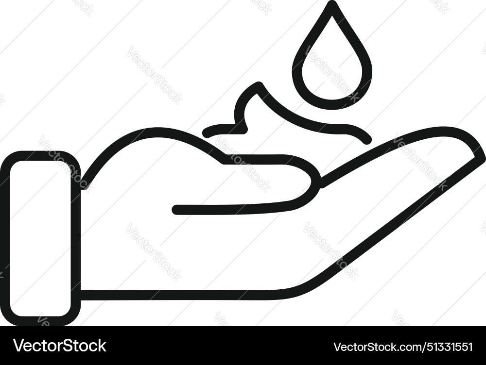 Hand with water drop line icon Royalty Free Vector Image