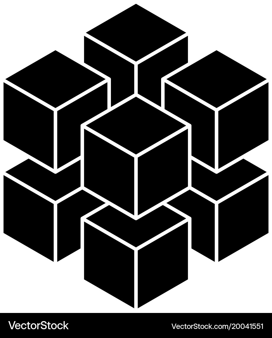 Isometric Cube with Eight Smaller Cubes Royalty Free Vector