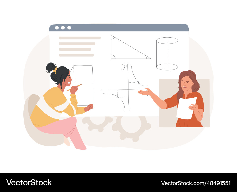 Online Math Learning Concept Royalty Free Vector Image