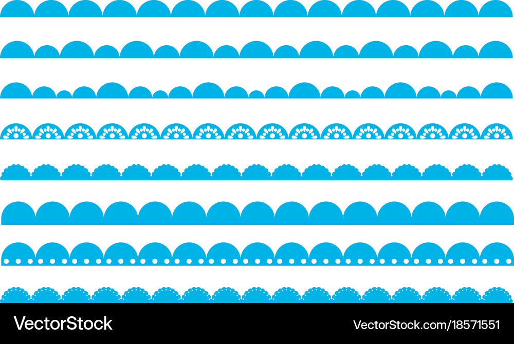 Scallop border waves blue Royalty Free Vector Image