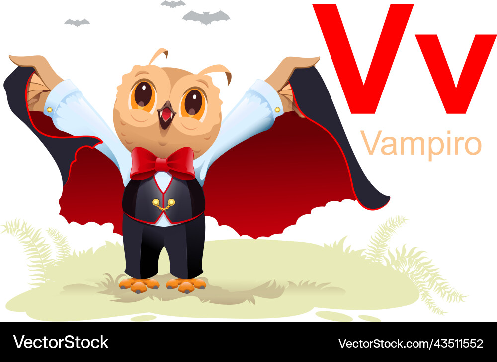 Abc spanish alphabet letter v language vampire Vector Image