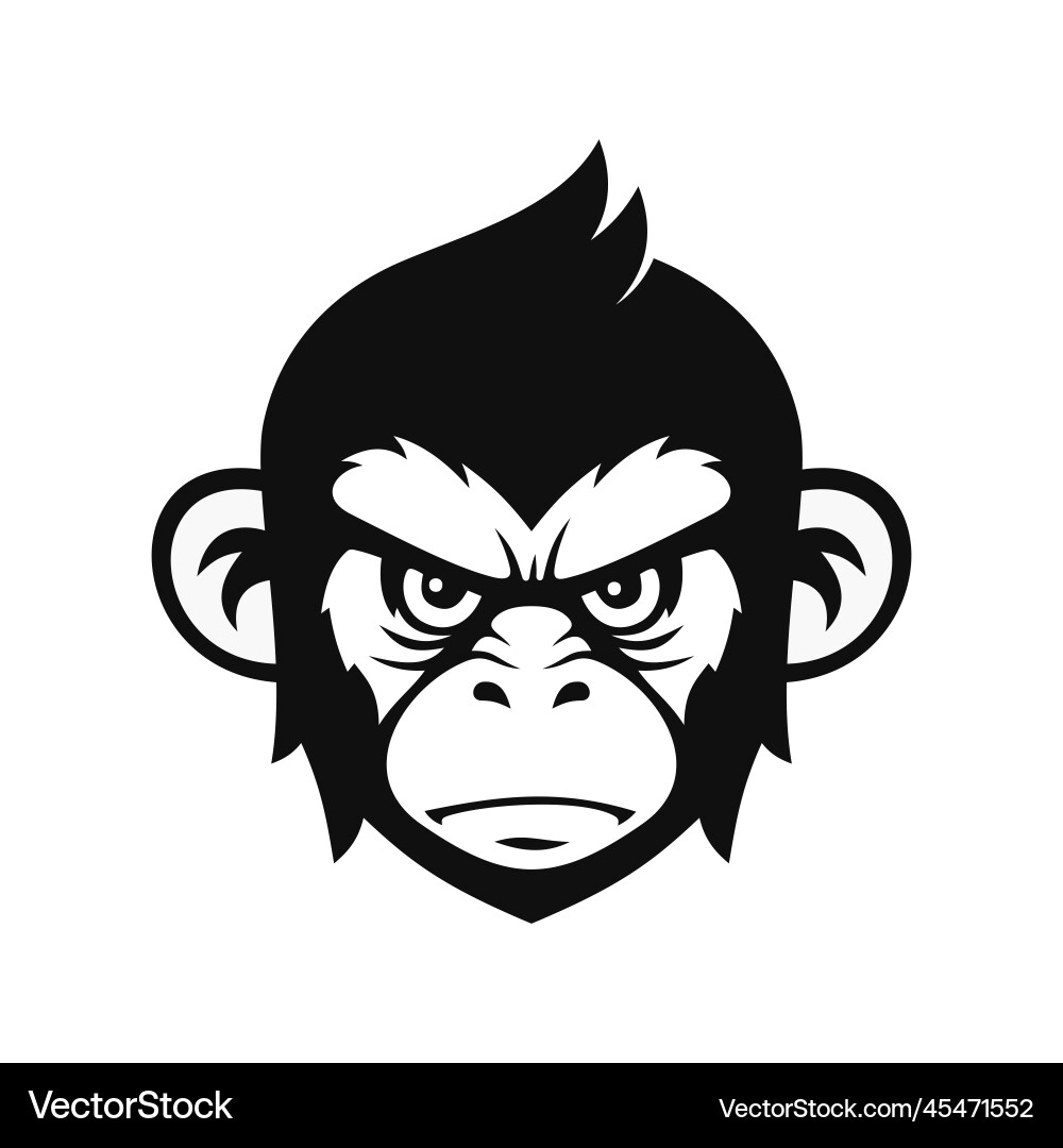 Angry gorilla monkey face for logo Royalty Free Vector Image
