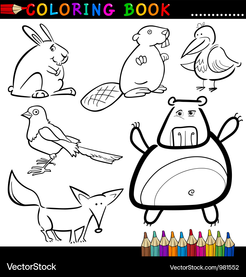 Animals for coloring book or page Royalty Free Vector Image