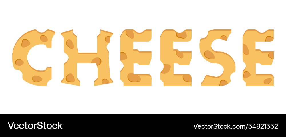 Cheese Text Alphabet Isolated Royalty Free Vector Image