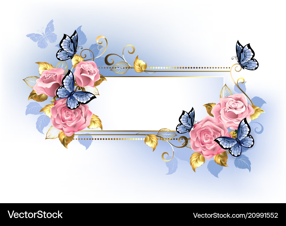 Elegant Pink Rose Banner Royalty Free Vector Image