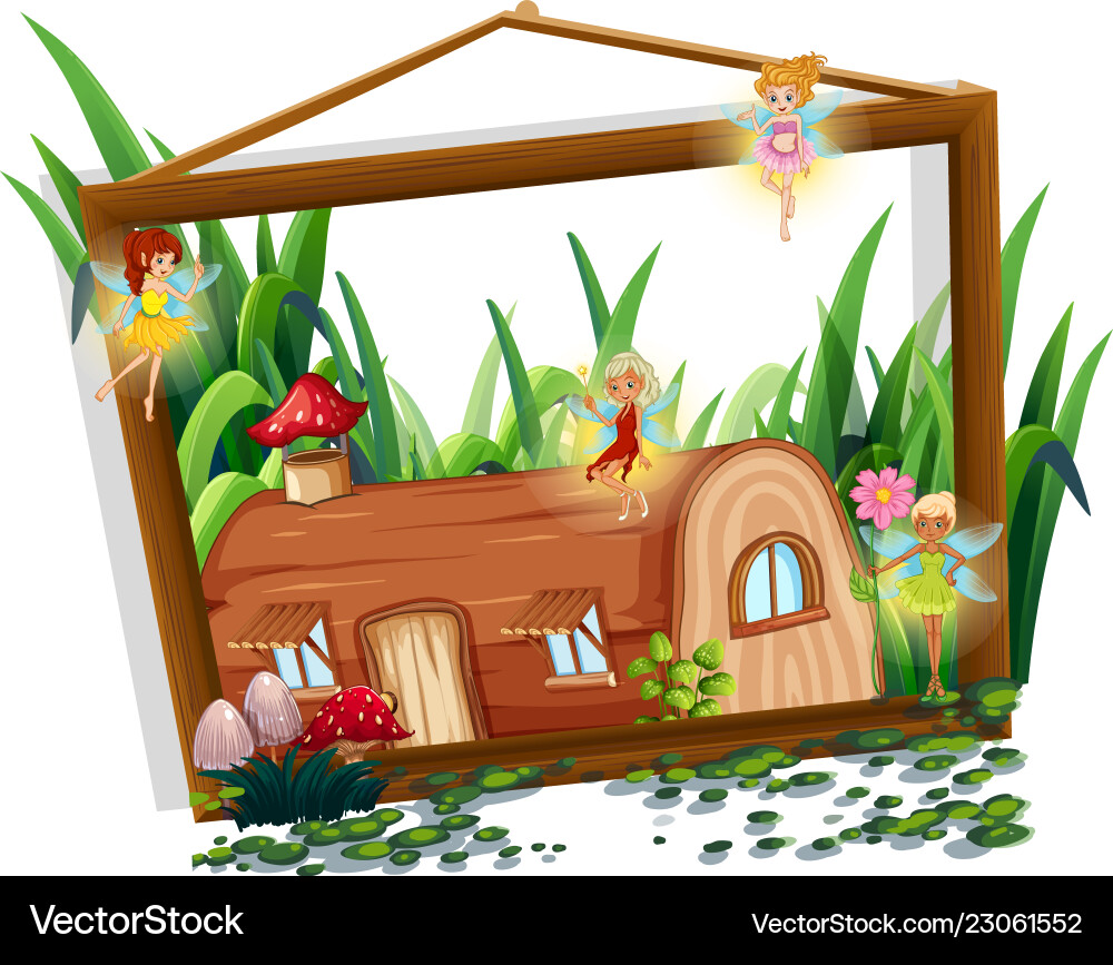 Fairy tale on wooden frame Royalty Free Vector Image