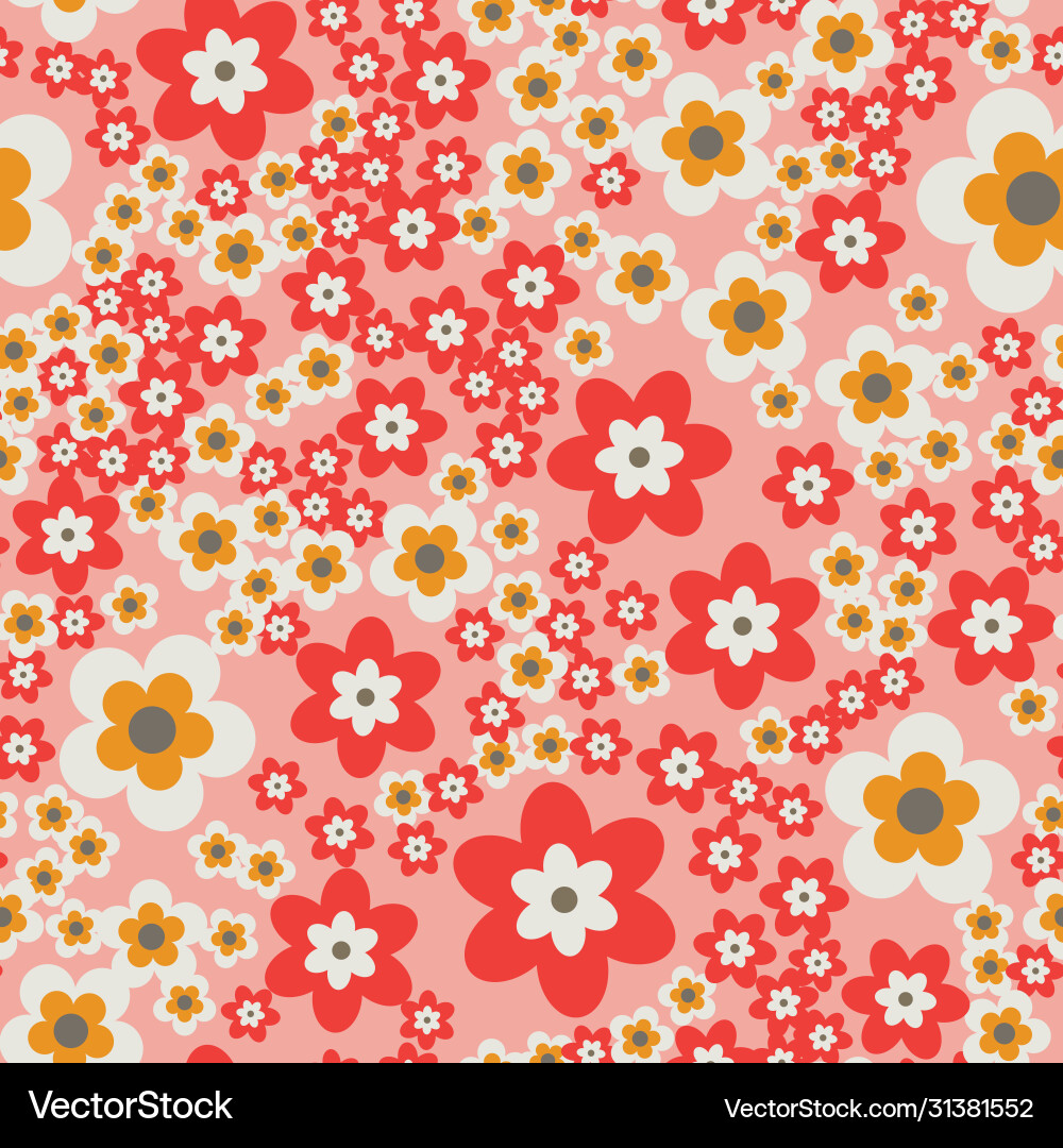 Flat flowers seamless pattern Royalty Free Vector Image