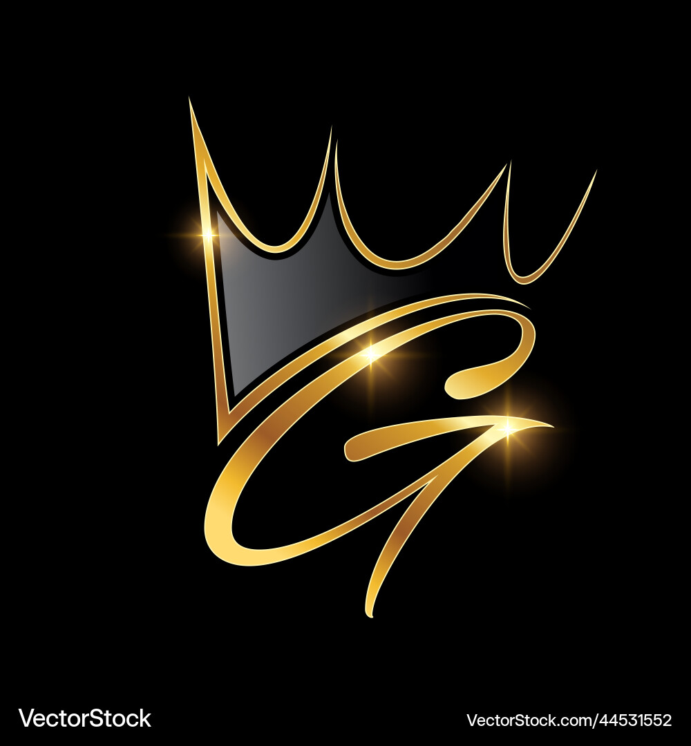 Gold monogram crown logo initial letter g Vector Image
