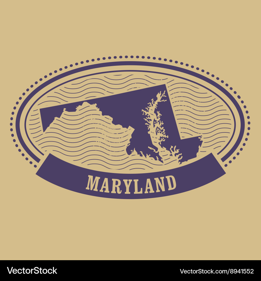 Maryland State Oval Stamp Royalty Free Vector Image