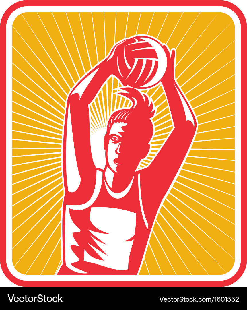 Netball player catching or passing ball Royalty Free Vector