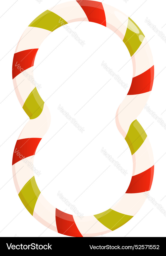Number eight shaped candy cane forming a christmas