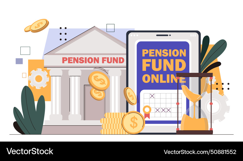 Pension fund online concept Royalty Free Vector Image