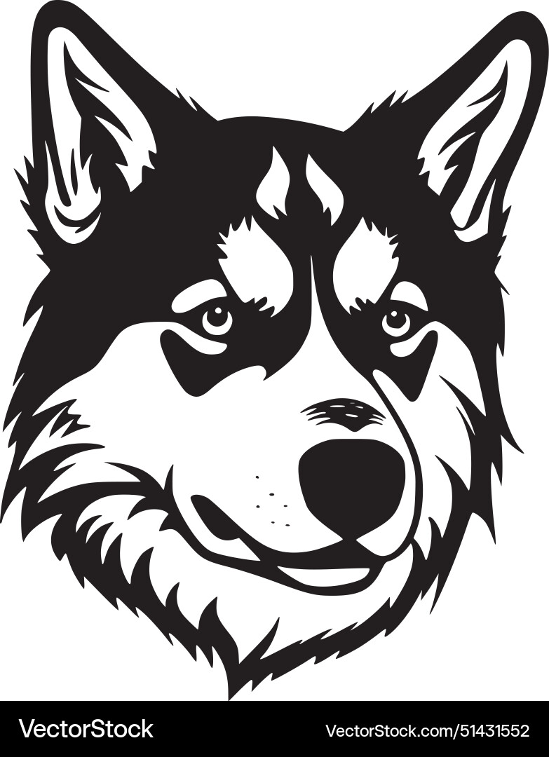 Siberian husky - black and white Royalty Free Vector Image