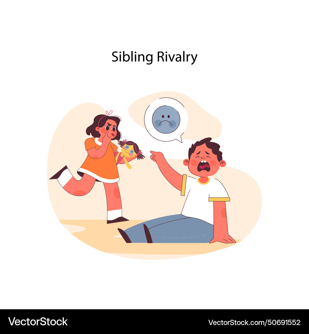 Sibling rivalry concept flat Royalty Free Vector Image
