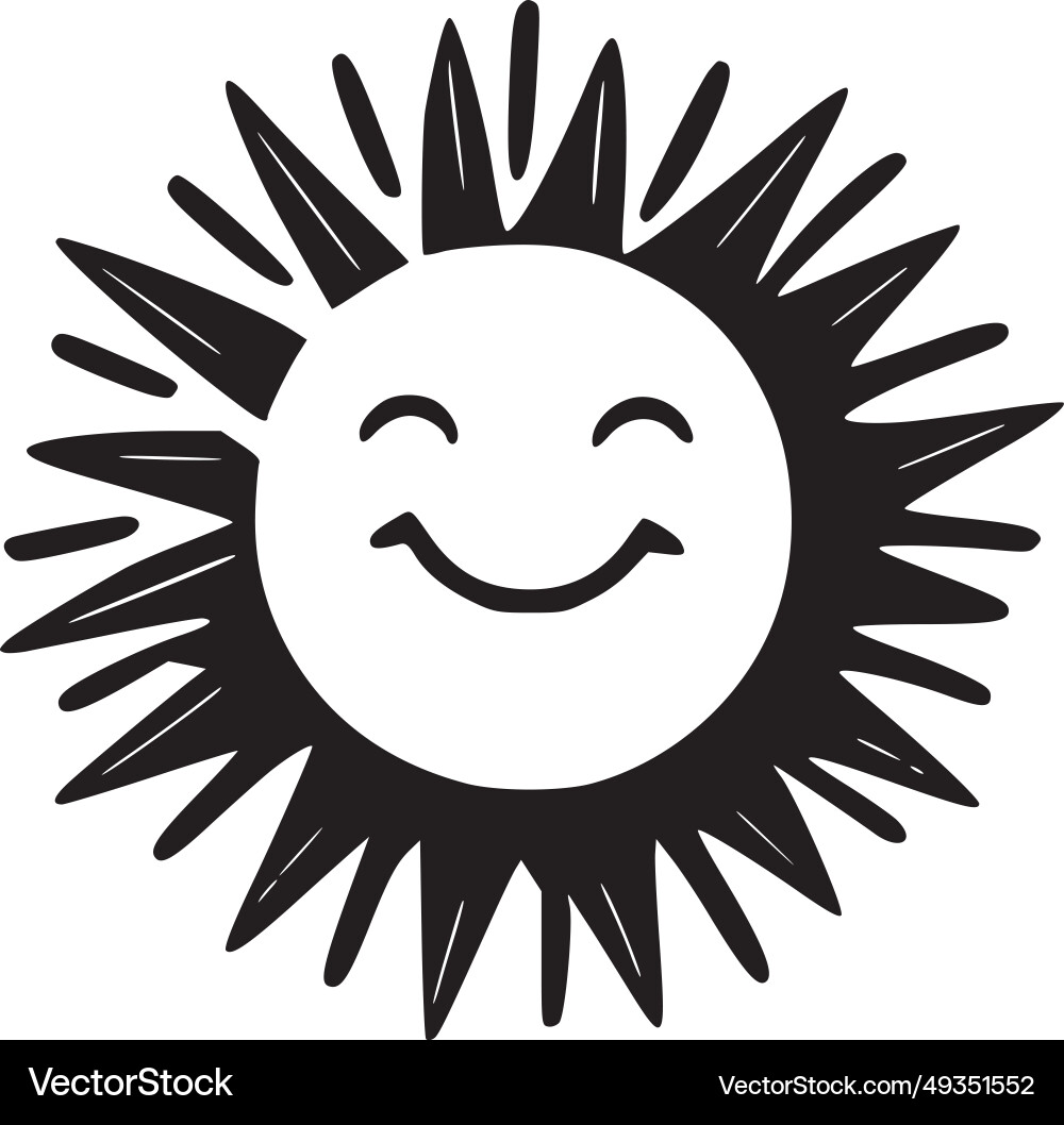 Sunshine - black and white Royalty Free Vector Image