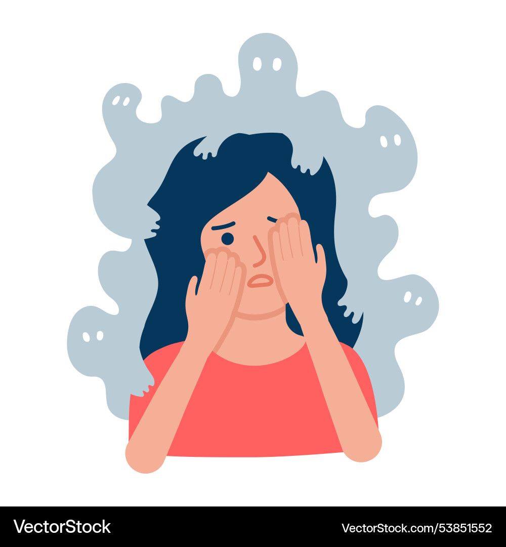 Young sad woman with panic attack stress shock Vector Image