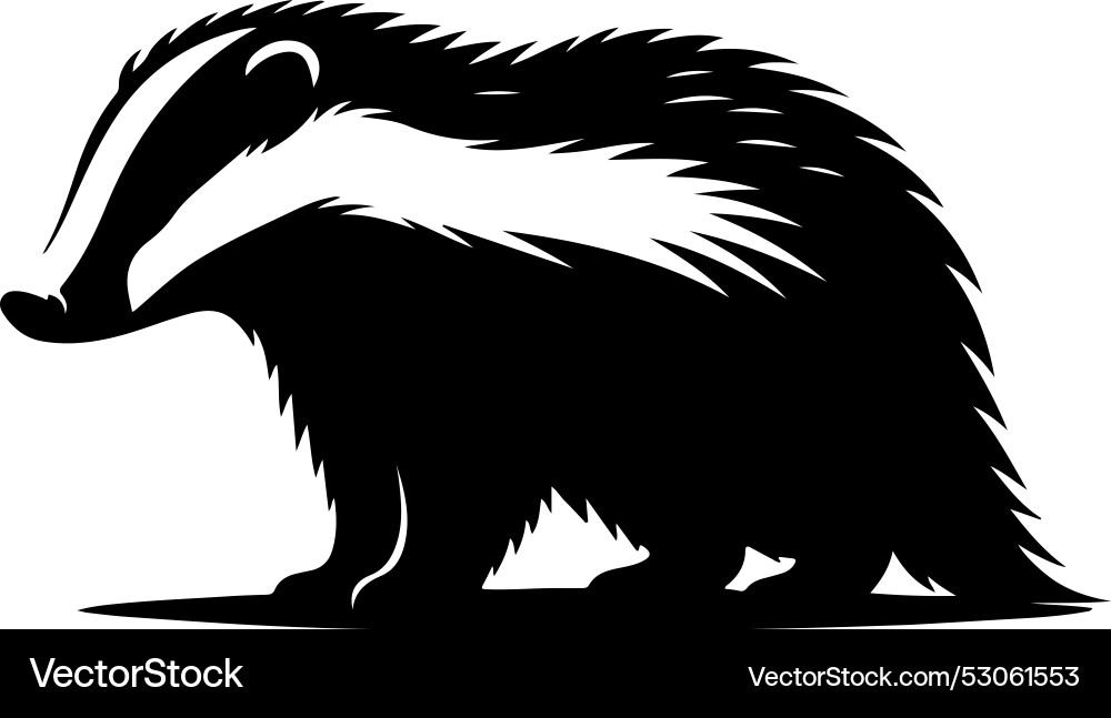 Badger standing black silhouette Royalty Free Vector Image