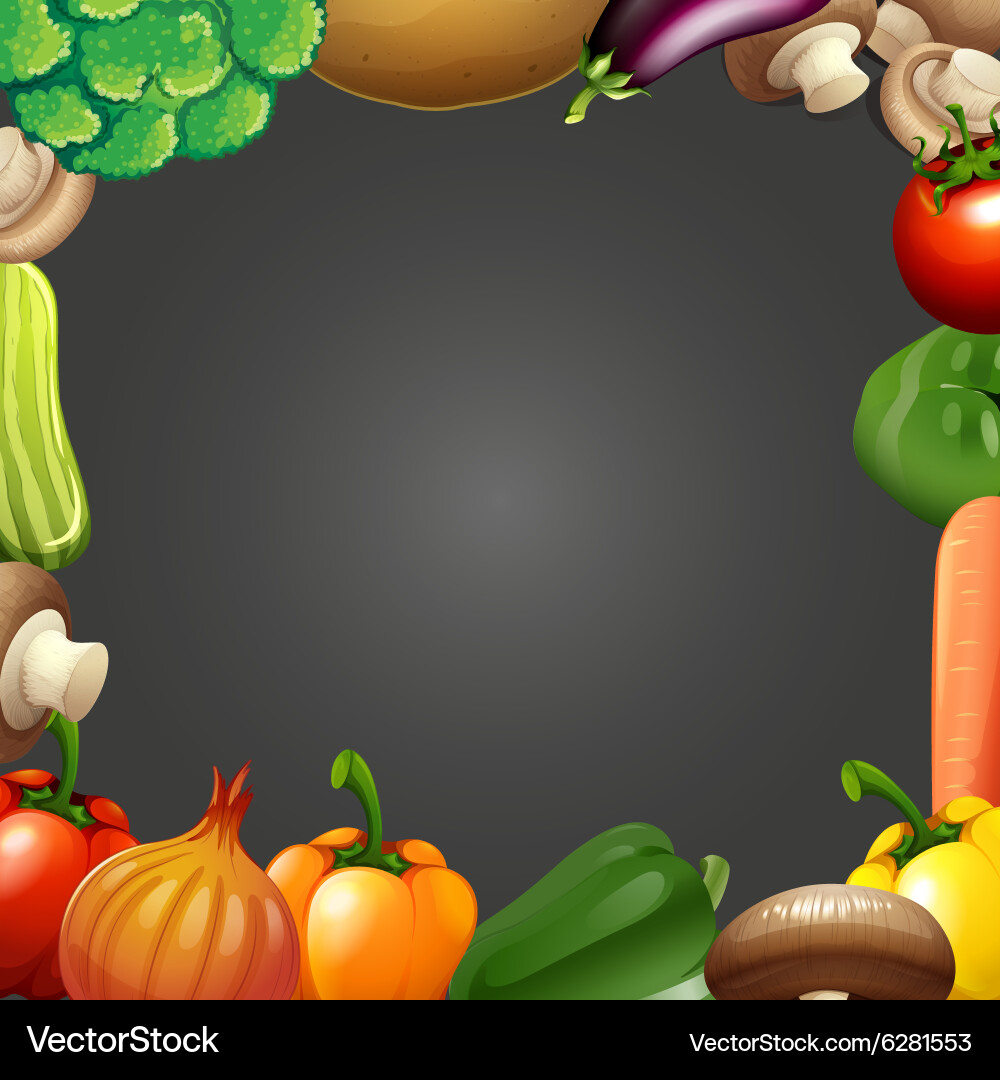 Vegetable Border Vector Seasonal Vegetables Empty Frame Vector