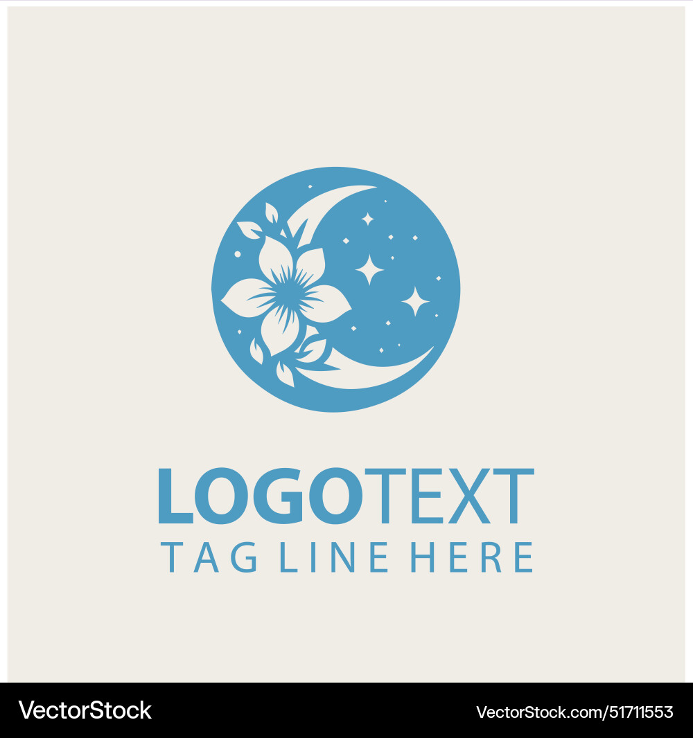 Floral moon logo Royalty Free Vector Image - VectorStock