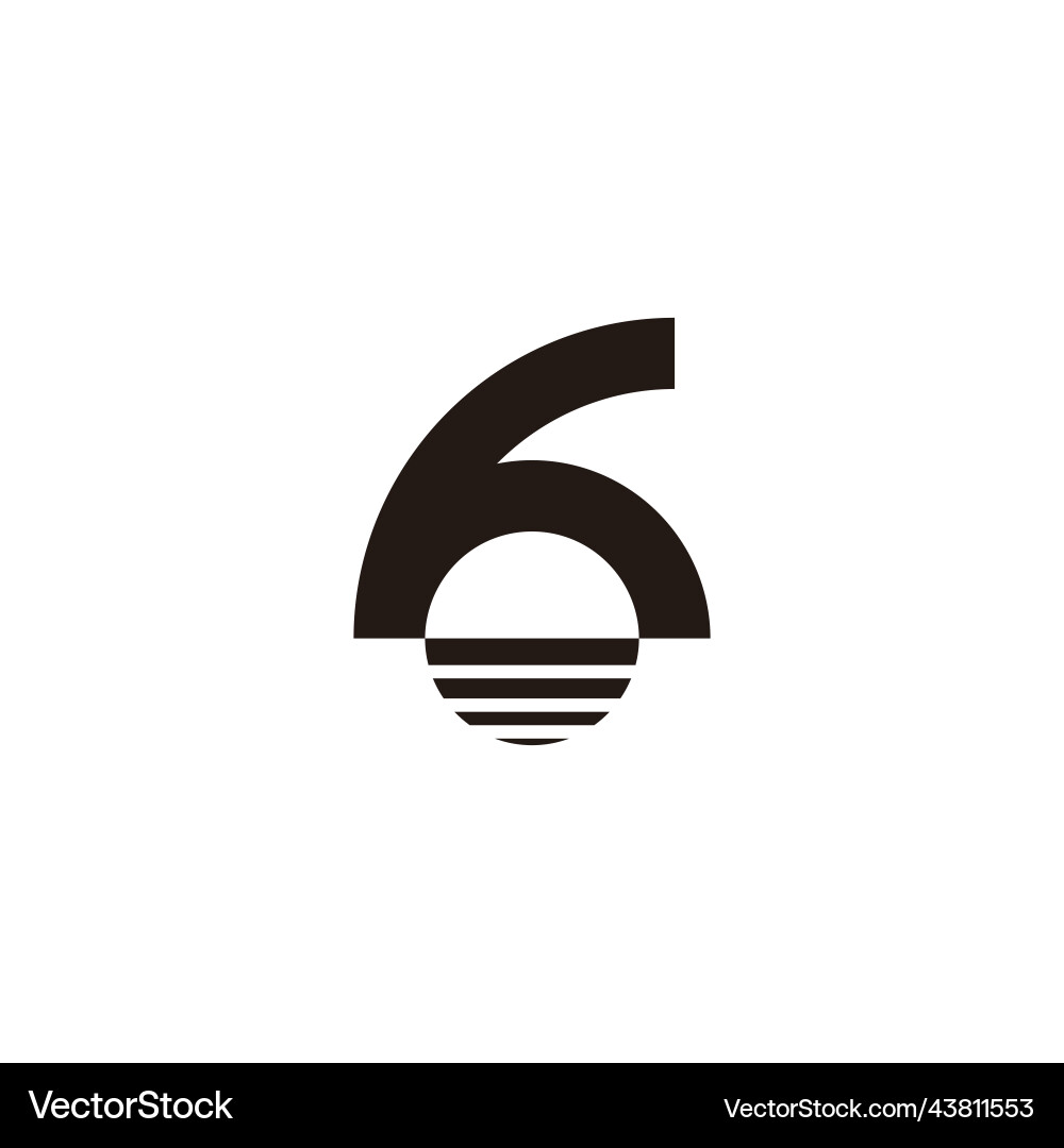 Geometric Sunset Number 6 Logo Royalty Free Vector Image