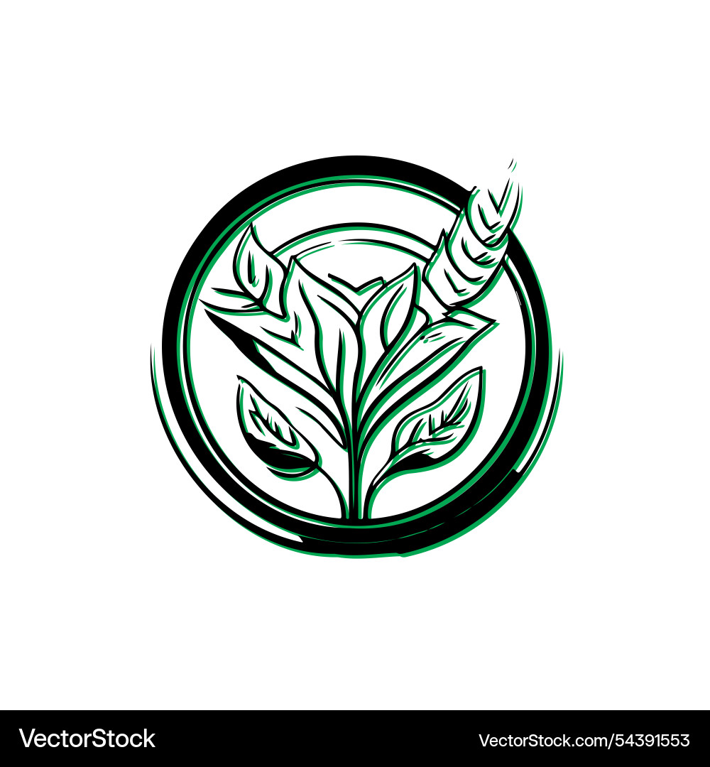 Green plant logo design in circle concept Vector Image