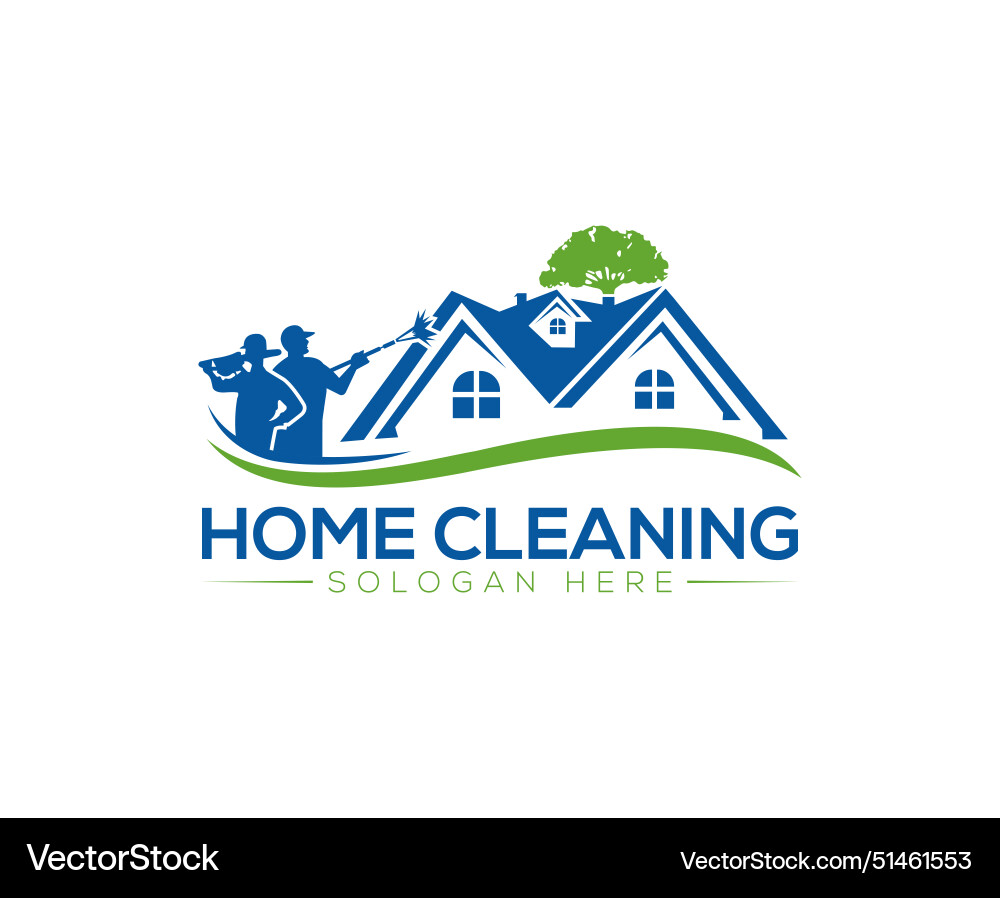 Home cleaning services logo design Royalty Free Vector Image