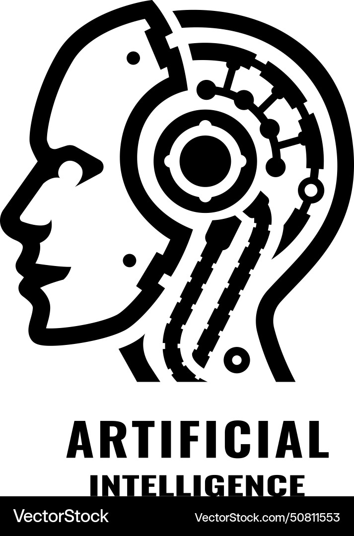 Humanoid robot logo symbol Royalty Free Vector Image