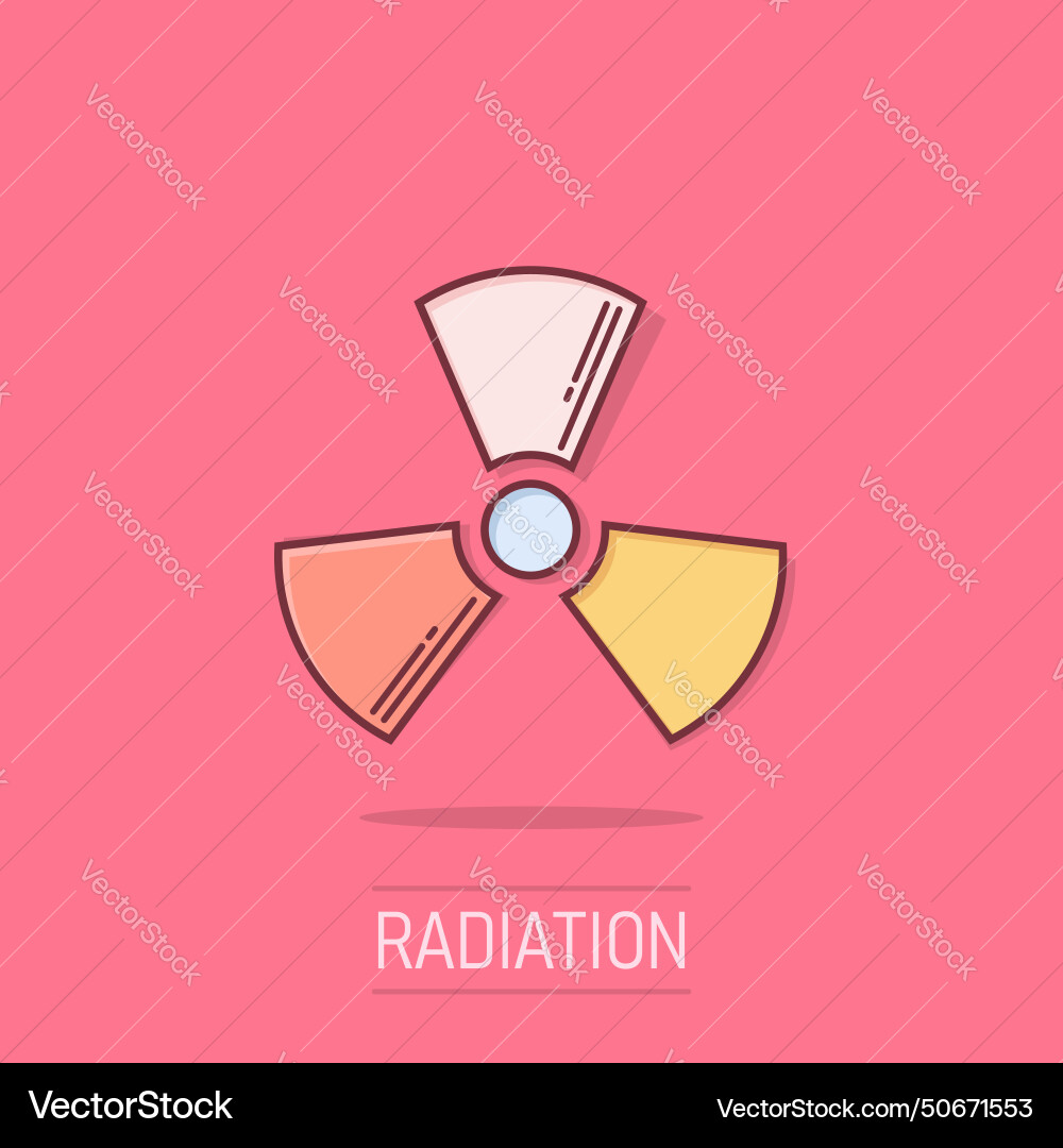 Nuclear radiation icon in comic style Royalty Free Vector