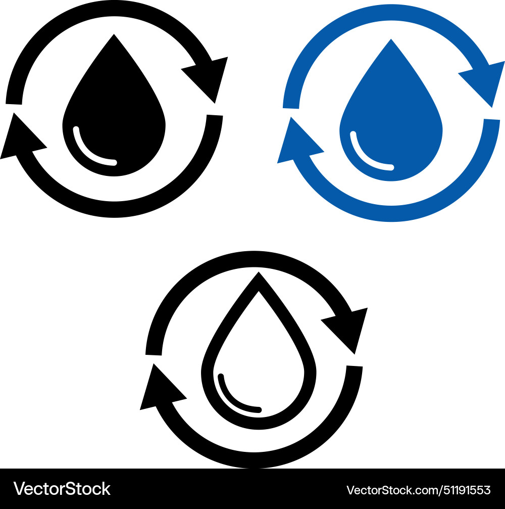 Recycle water icon drop with circular Royalty Free Vector