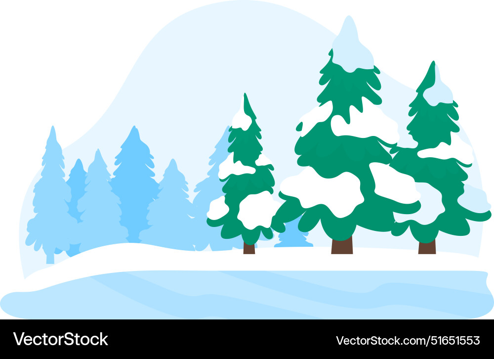 Winter forest landscape dozen coniferous trees Vector Image