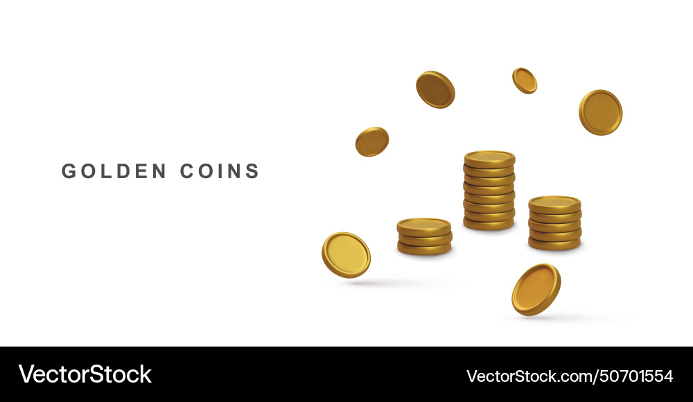 3d realistic golden coins Royalty Free Vector Image