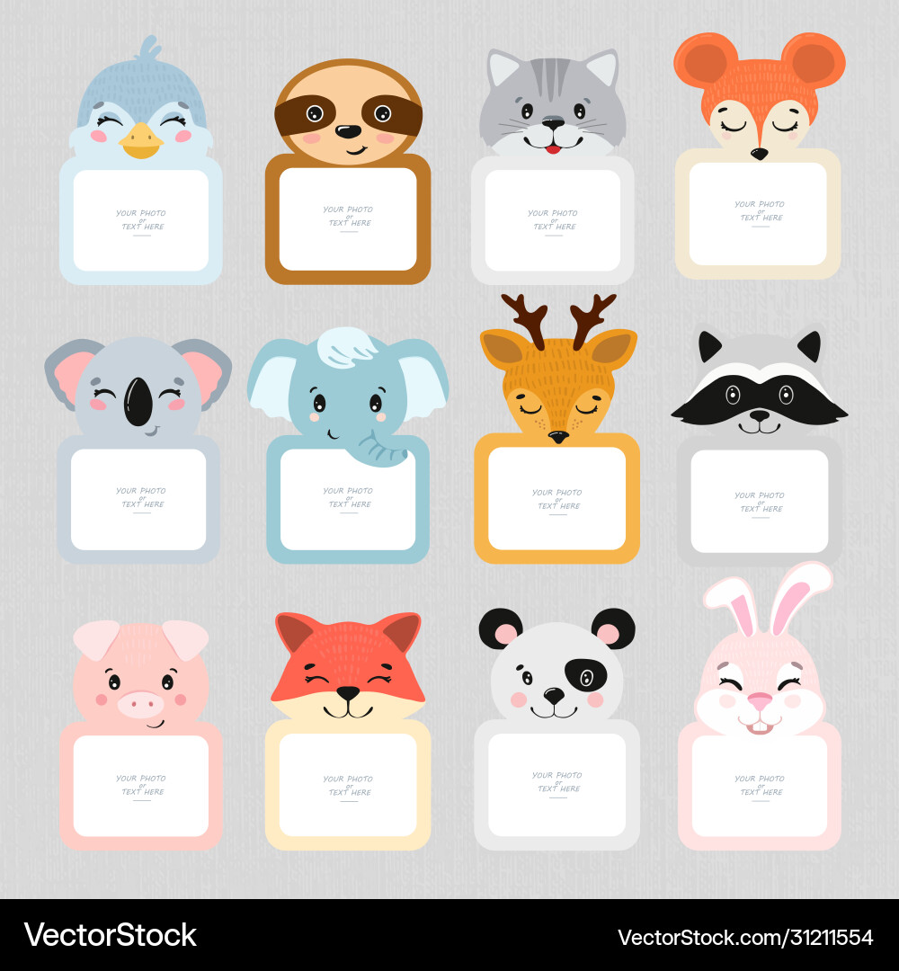 Animal Head Photo Frames - Cute & Fun Vector Image