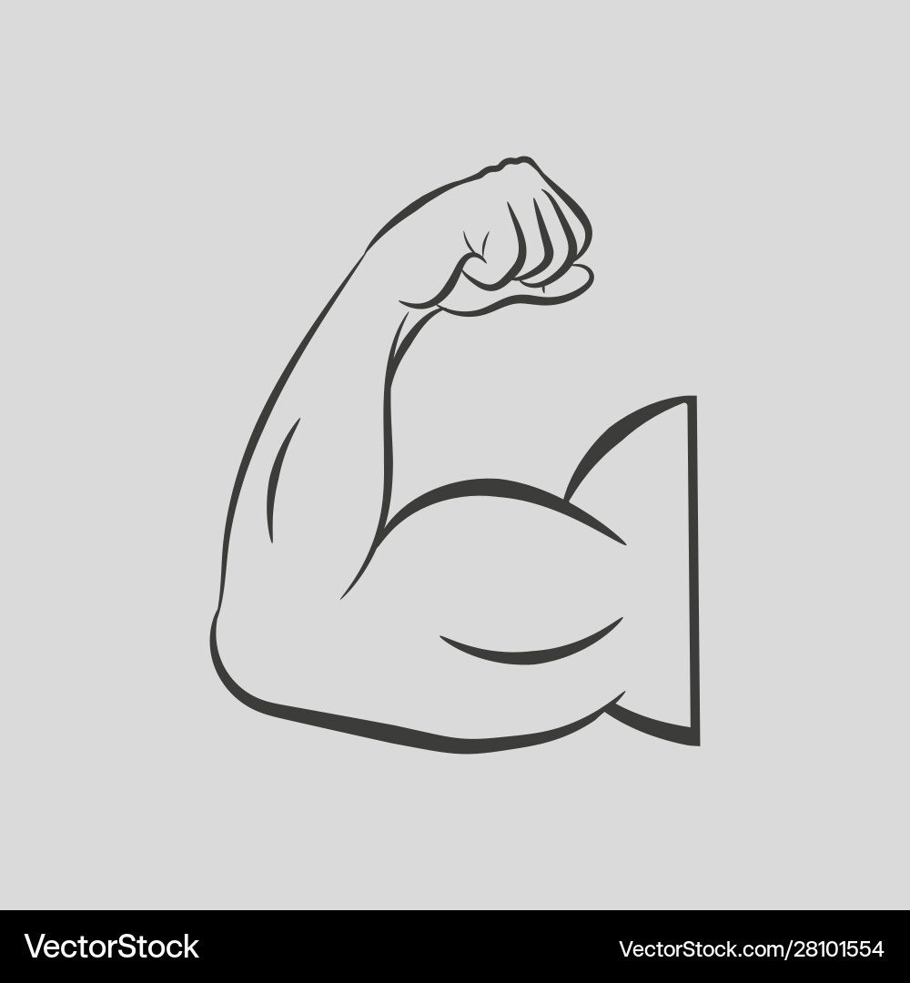 Biceps flex arm muscular bodybuilder pose Vector Image