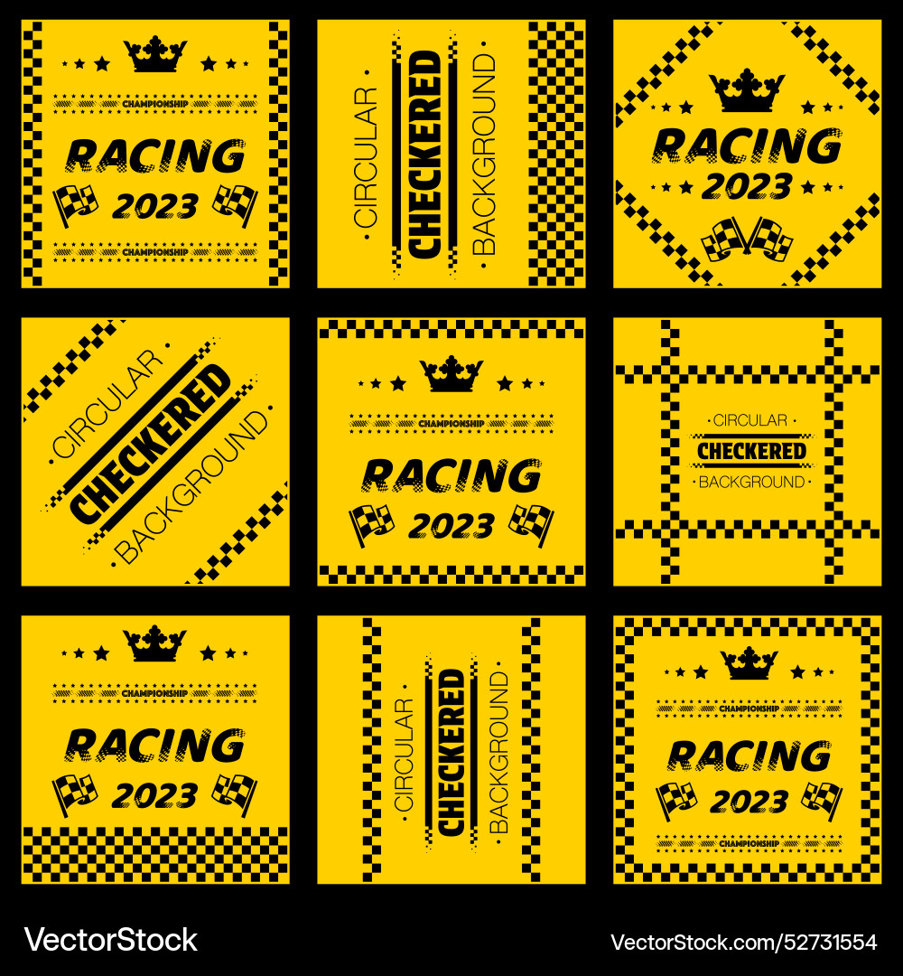 Black and yellow checkered race squres Royalty Free Vector