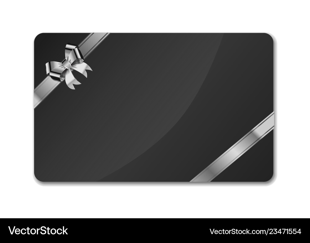 Black blank gift card template with silver luxury Vector Image