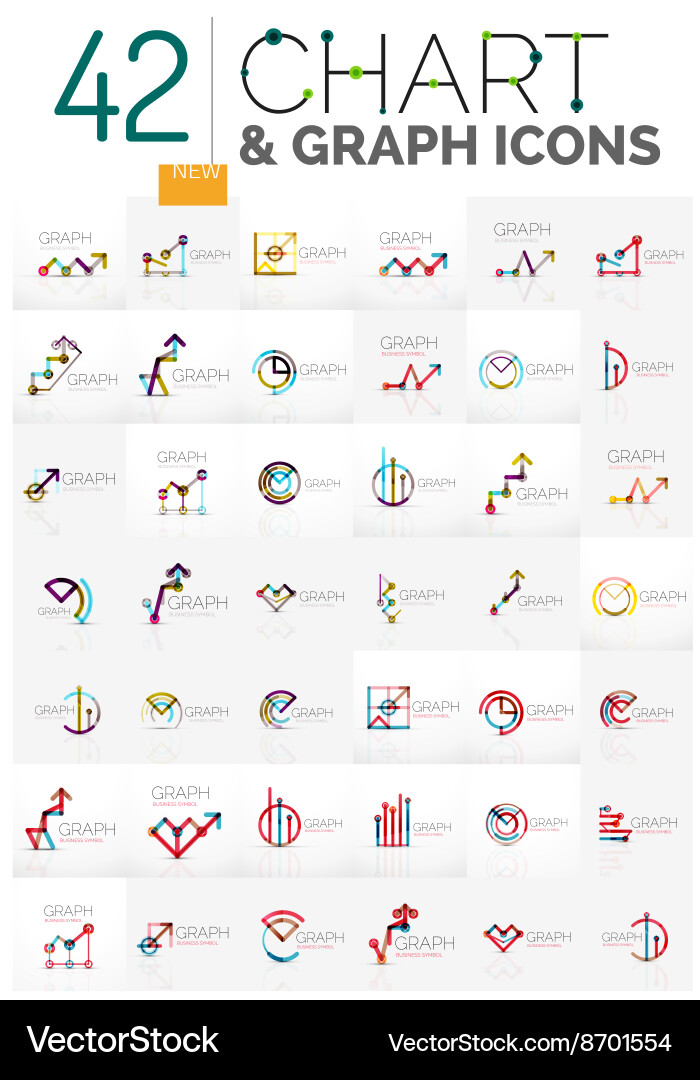 Collection of chart logos Royalty Free Vector Image