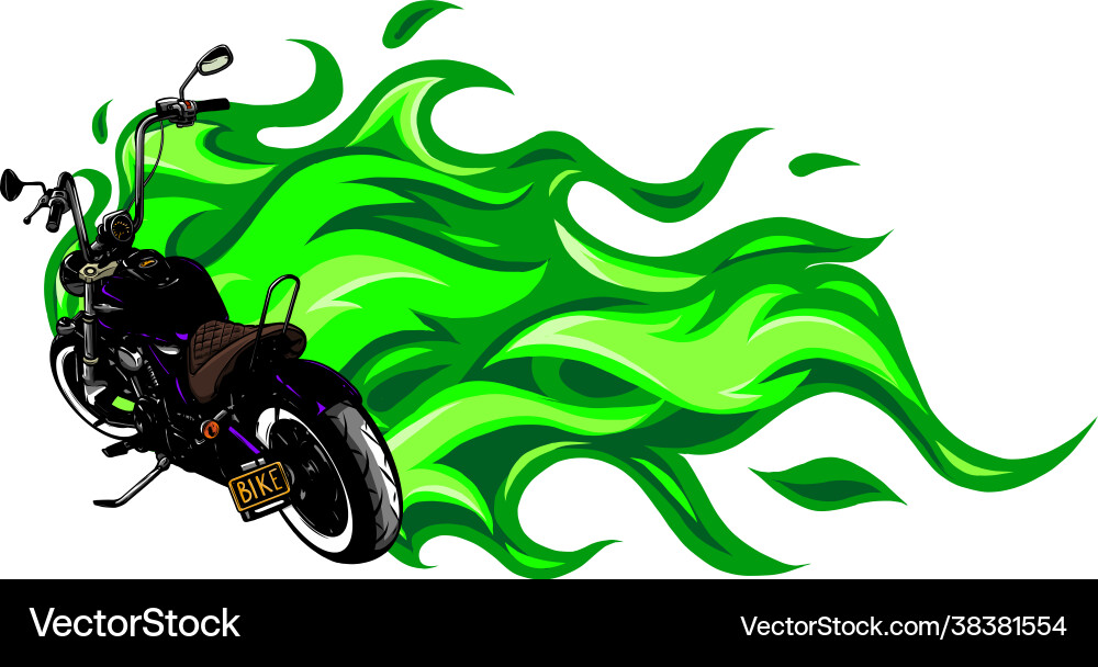 Custom motorcycle with flames Royalty Free Vector Image